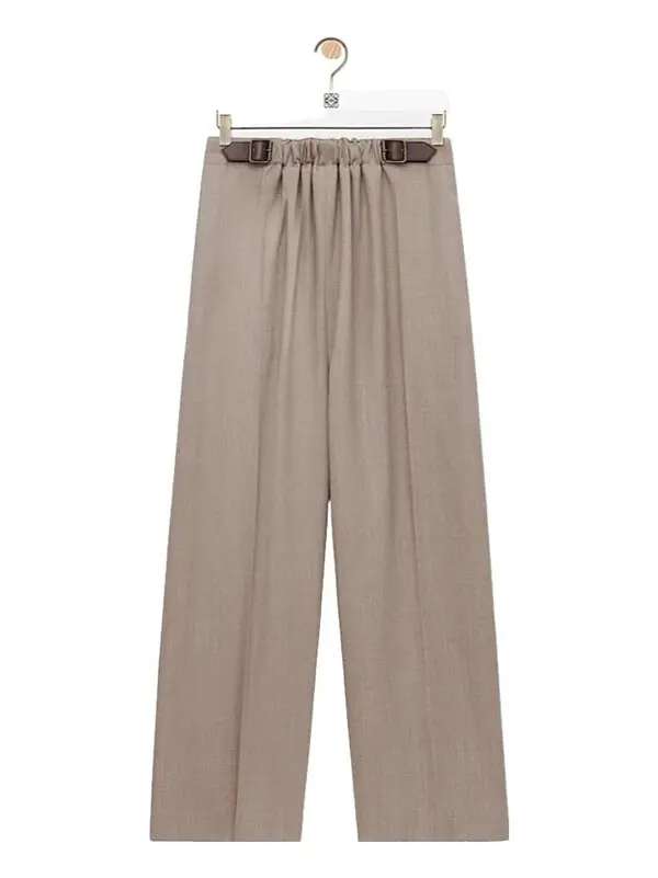 Loewe Pressed Crease Belted Trousers - Mixed Beige