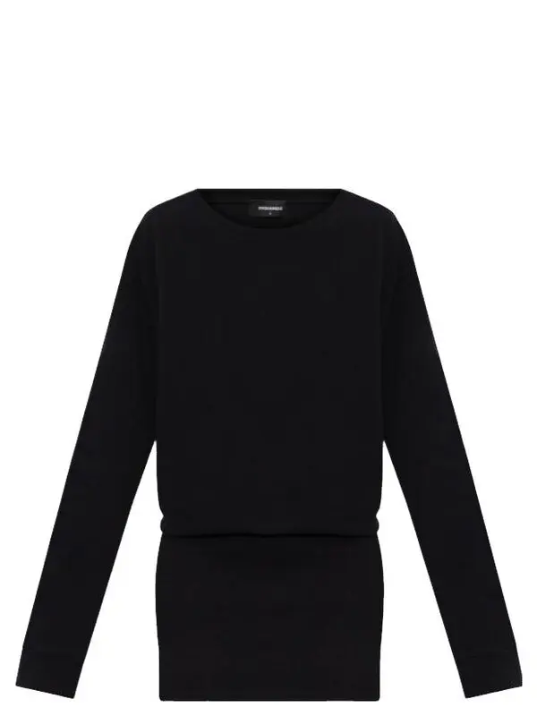 Dsquared2 Slogan Printed Long Sleeve Mini Dress - Black