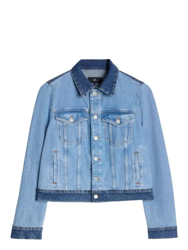 7 For All Mankind Buttoned Denim Jacket - Blue
