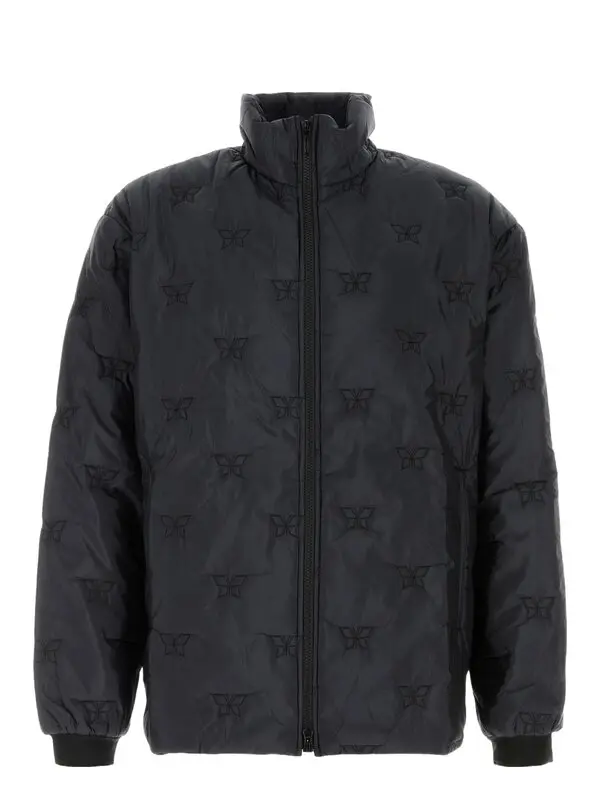 Needles Zip-up Quilted Jacket With Embroidered Logo - Black