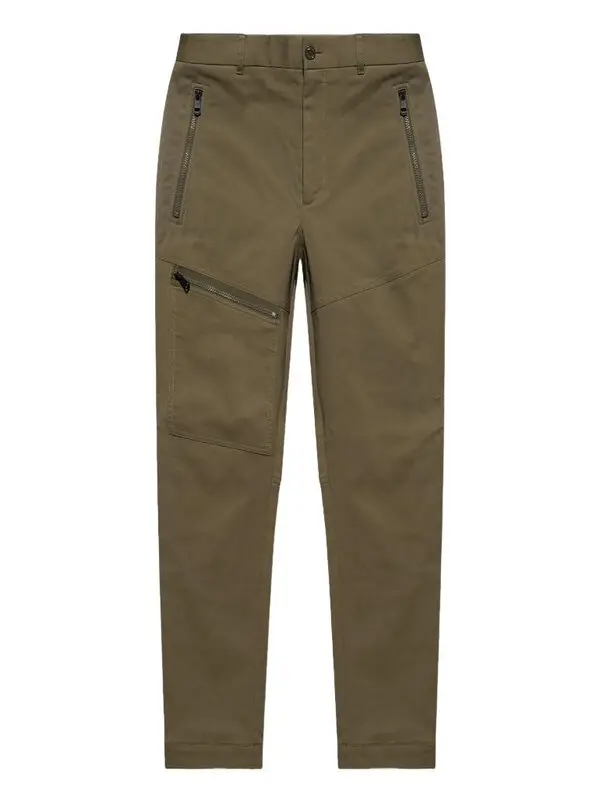 Moncler Cropped Cargo Pants With Logo Patch - Dark Green
