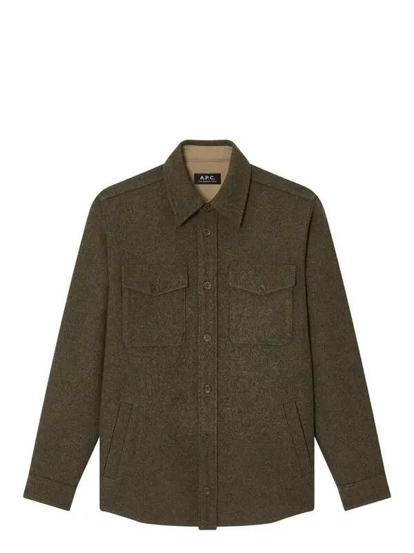 A.p.c. Wool Collar Shirt - Light Green