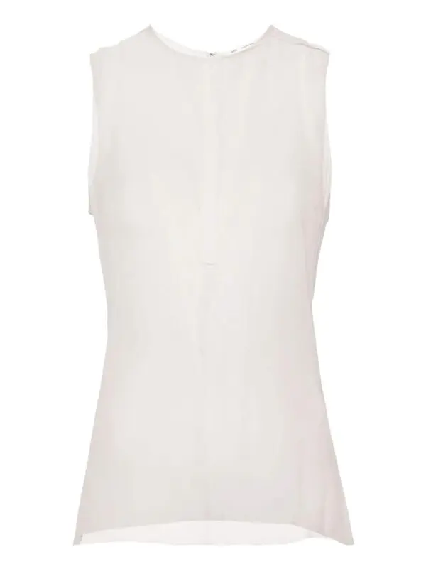 Ami Sleeveless Semi-sheer Silk Top - White