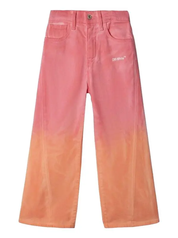Off-White Helvetica Faded Wide Leg Trousers - Pink