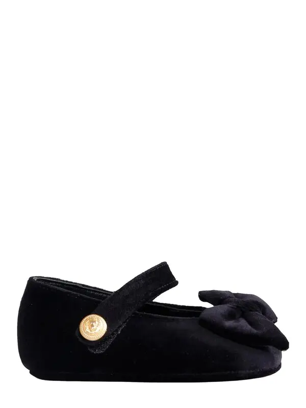 Balmain Velvet Bow-detail Ballet Flats - Black