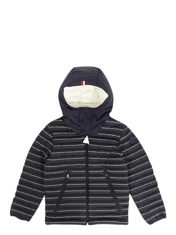 Moncler Striped Puffer Jacket With Hood - Blue