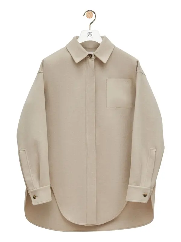 Loewe Curved Hem Overshirt - Light Beige Mixed Color