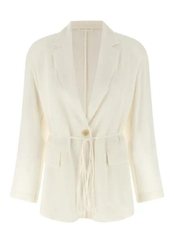 Brunello Cucinelli Single-breasted Tie-waisted Blazer - White