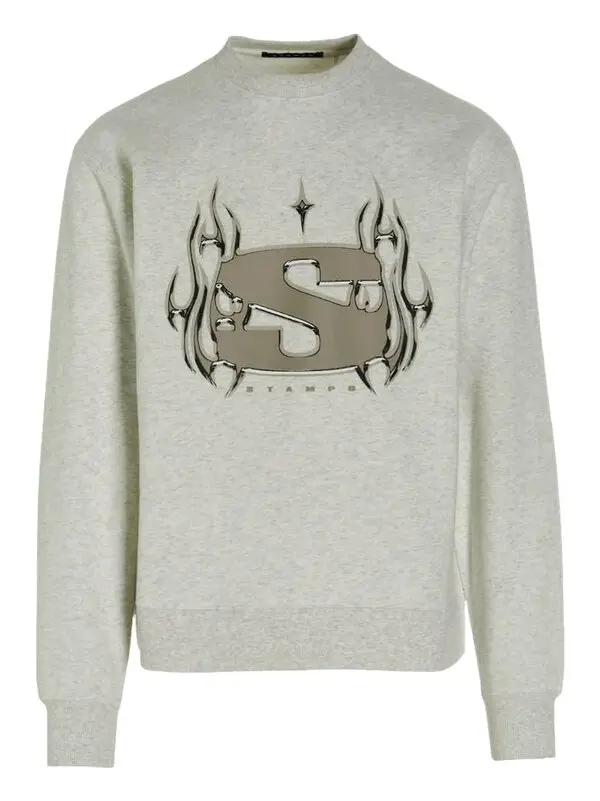 STAMPD Crewneck Sweater With Graphic Logo - Gray