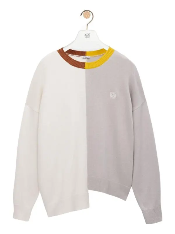 Loewe Asymmetric Sweater With Puzzle Embroidery - Mustard Yellow/bronze