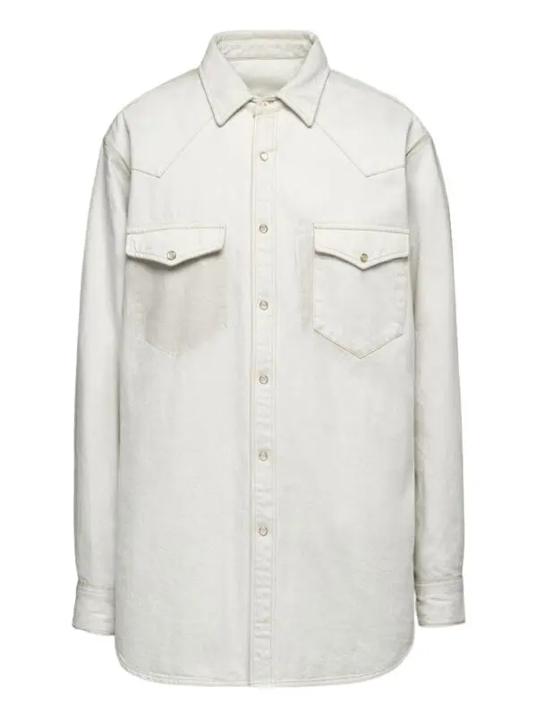 MAISON MARGIELA Overshirt Jacket In Chalk Denim - White