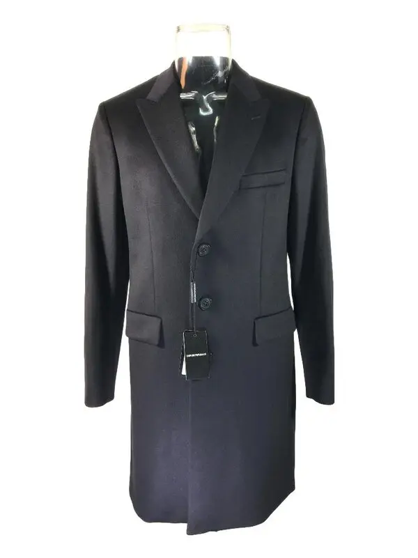 Emporio Armani Single-breasted Wool Coat - Black