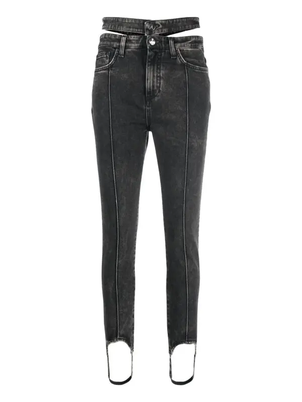 ANDREĀDAMO Double Waistband Skinny Jeans With Cutout Detail - Black