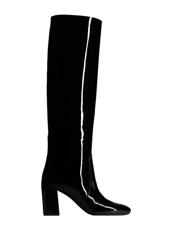 Saint Laurent Square Toe Heeled Boots - Black