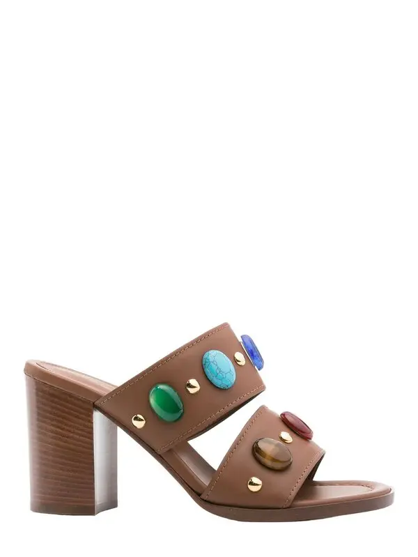 GIANVITO ROSSI Embellished Slip-on Mules - Brown