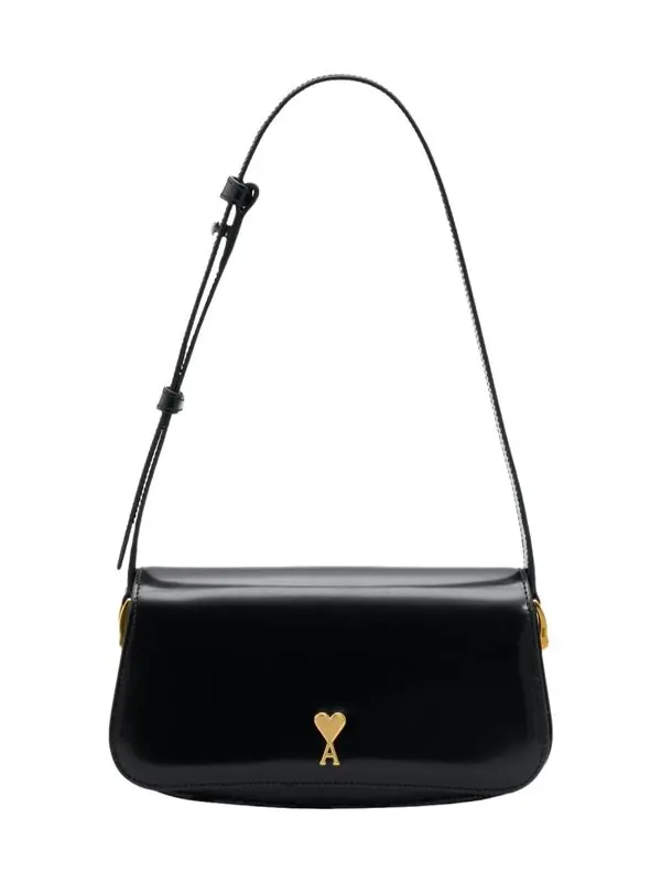 Ami Logo Plaque Shoulder Bag - Black