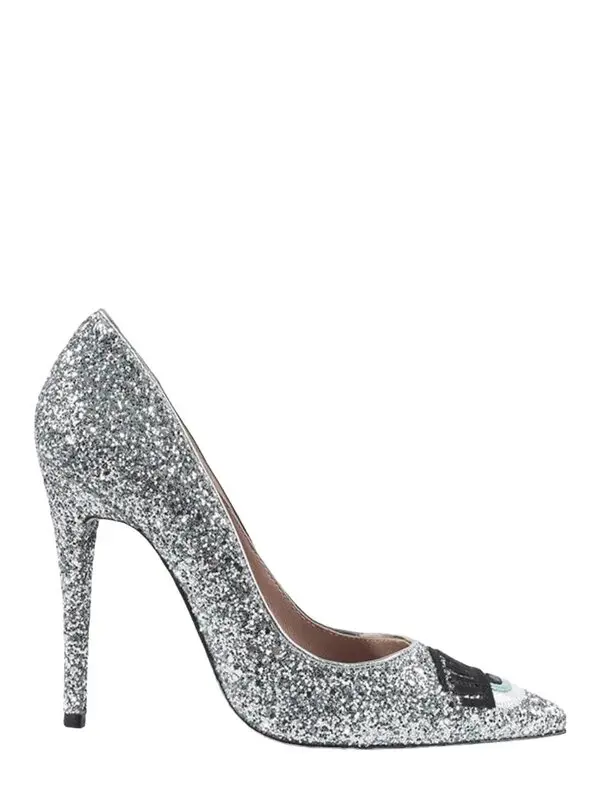 CHIARA FERRAGNI Sequined Pointed Toe High Heels - Gray