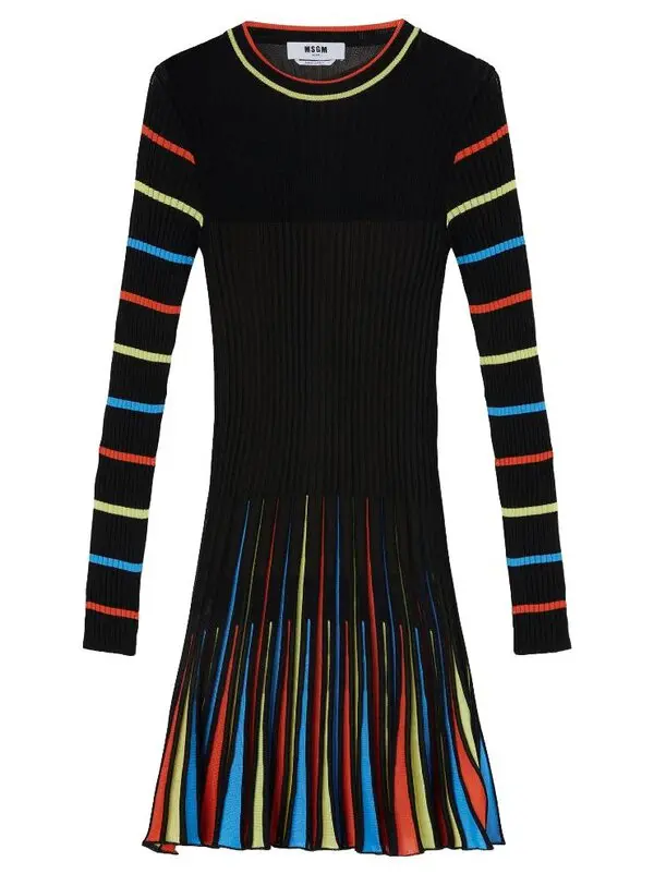 MSGM Long-sleeved Crewneck Dress - Black