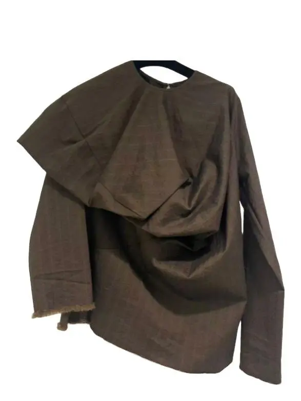 UMA WANG Asymmetrical Draped Blouse - Brown