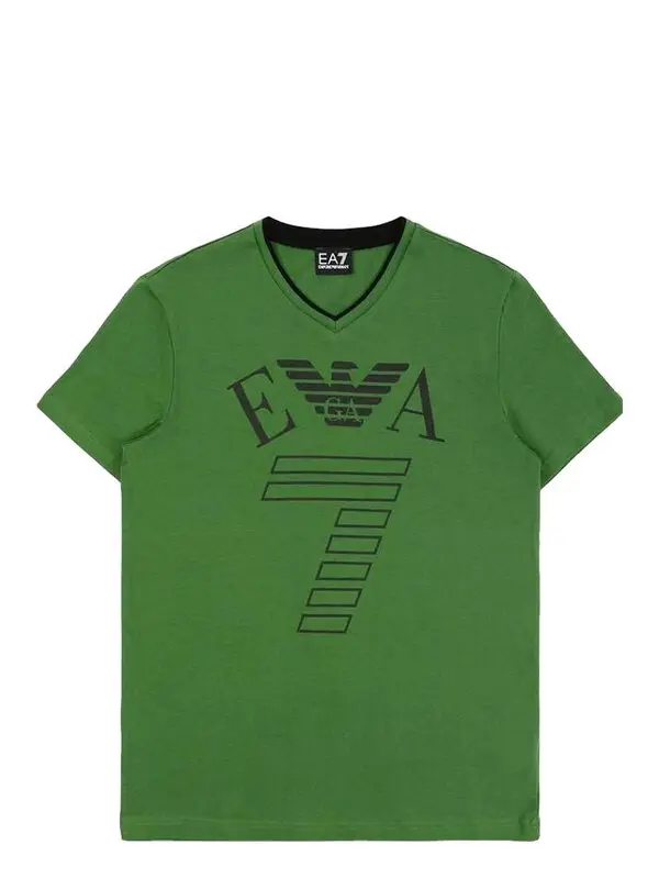 EA7 Logo T-shirt With Round Neck - Green