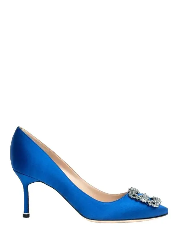 Manolo Blahnik Hangisi 70mm Embellished Buckle Pumps - Blue