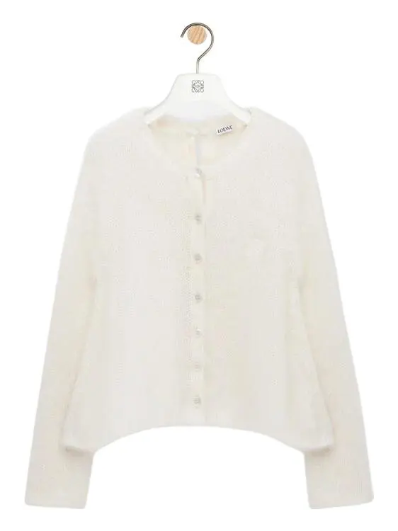 Loewe Anagram Embroidered Cropped Cardigan - White