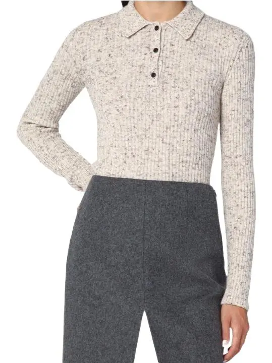 Prada Ribbed Long-sleeve Polo Jumper - Natural Color