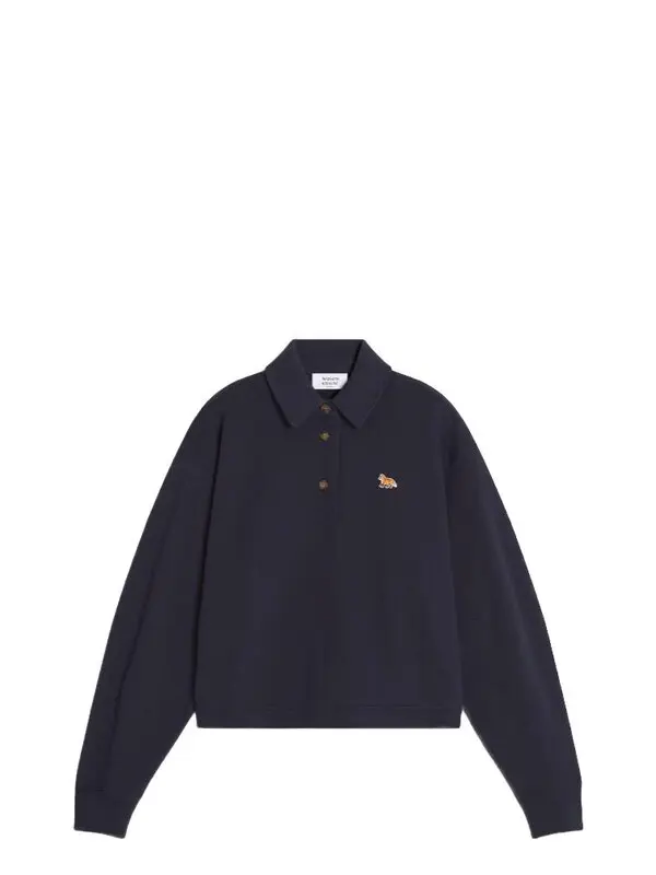 Maison Kitsuné Baby Fox Cropped Polo Sweatshirt - Navy Blue