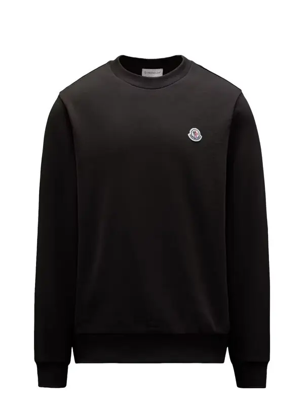 Moncler Crewneck Sweatshirt With Logo Patch - Black