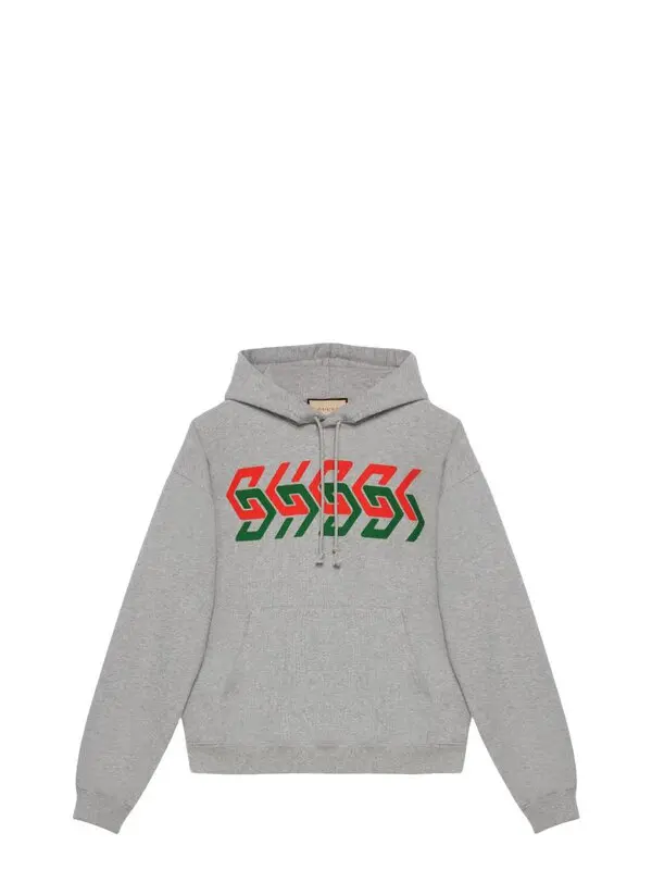 Gucci Logo Detailed Drawstring Hoodie - Gray