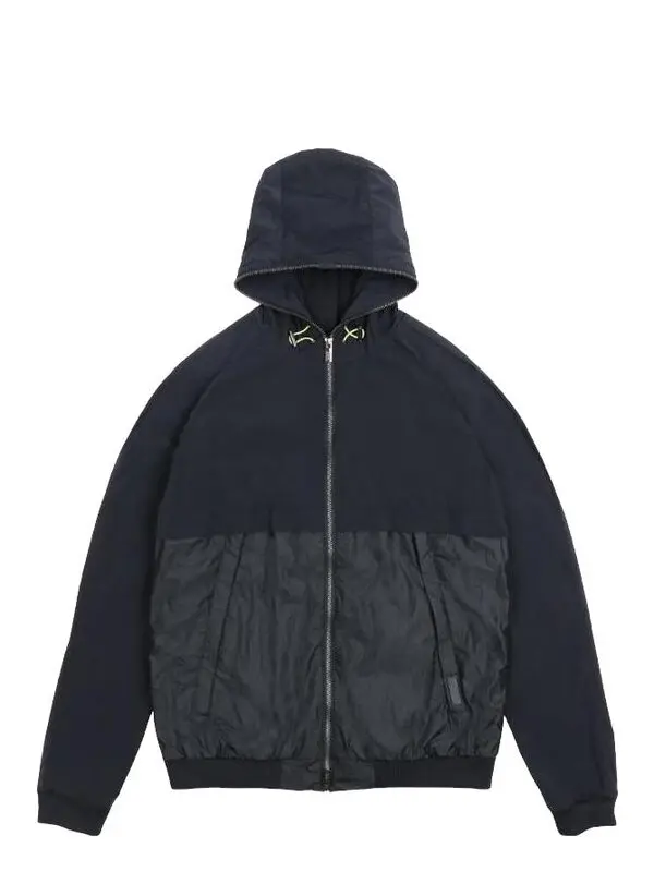 Emporio Armani Zip-up Hooded Jacket With Logo Detail - Black