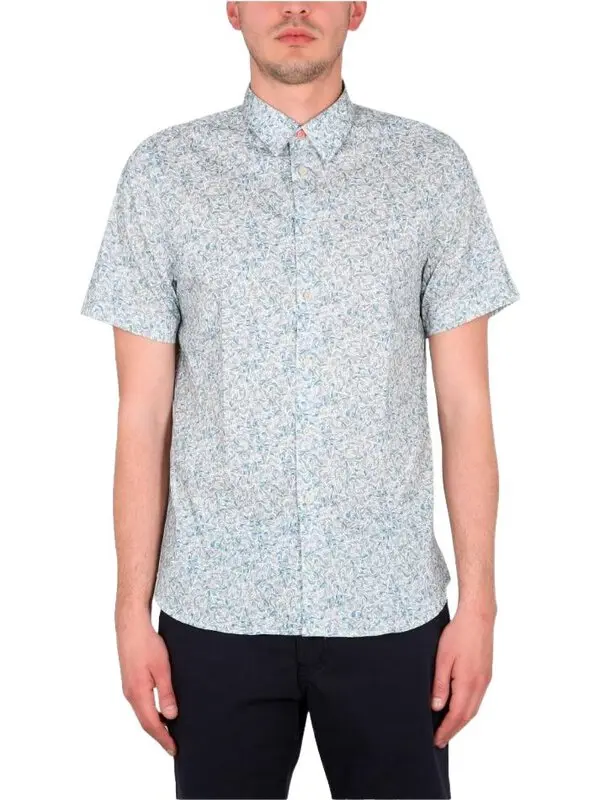 Paul Smith Graphic Printed Curved Hem Shirt - White