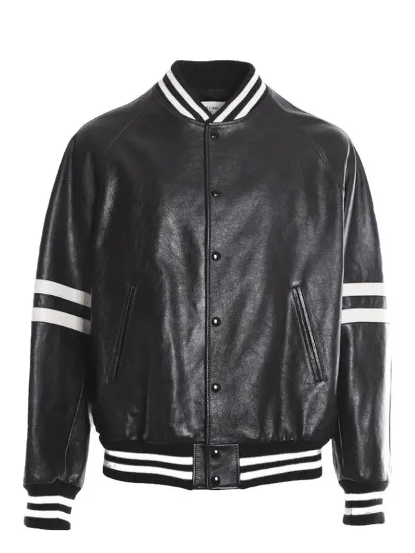 Celine Varsity-style Calfskin Jacket - Black/white
