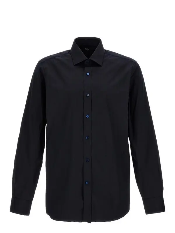 BARBA NAPOLI Lapel Long-sleeved Shirt - Black