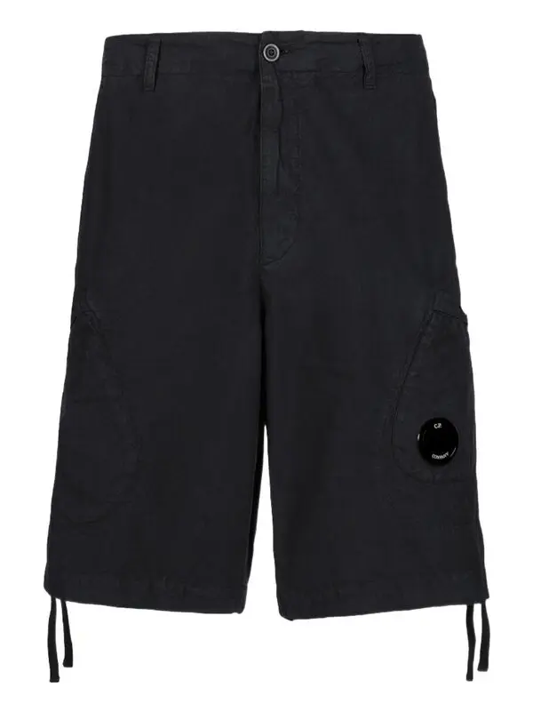 C.P. COMPANY Logo-patch Cotton Cargo Shorts - Black