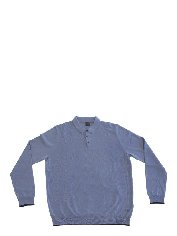 Hugo Boss Long-sleeved Polo Sweater With Three-button Placket - Purple