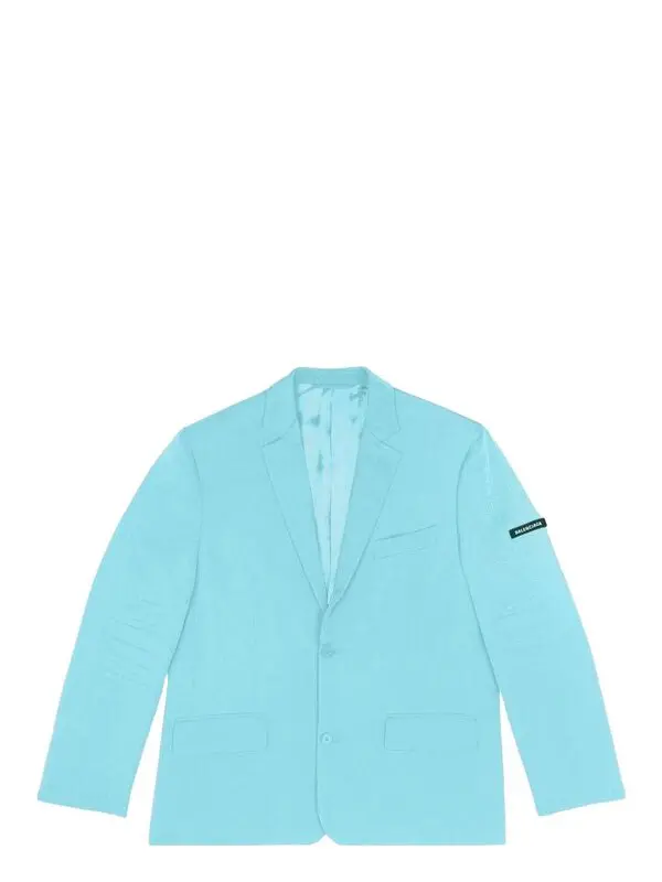 Balenciaga Single-breasted Blazer With Crinkled Detail - Blue