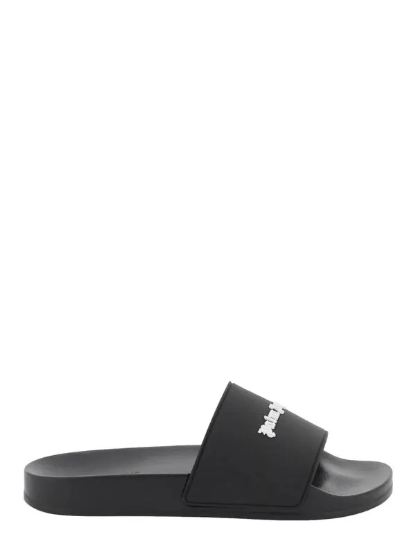 Palm Angels Logo Embossed Slides - Black