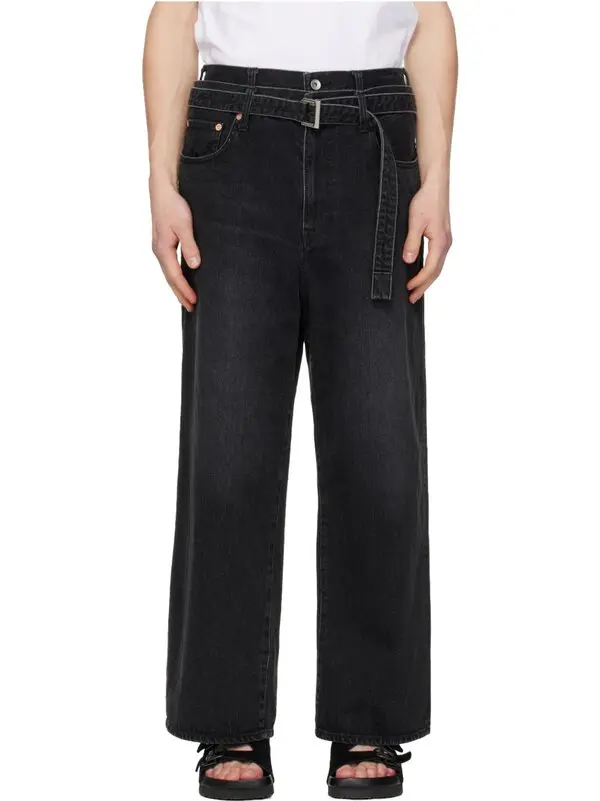 Sacai Belted Denim Jeans - Black
