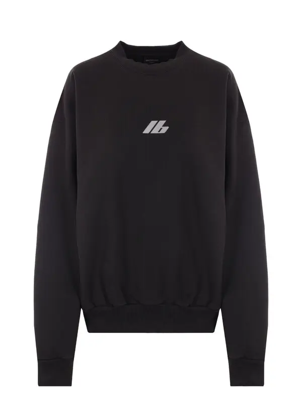 Balenciaga Logo Printed Crewneck Activewear Sweatshirt - Black