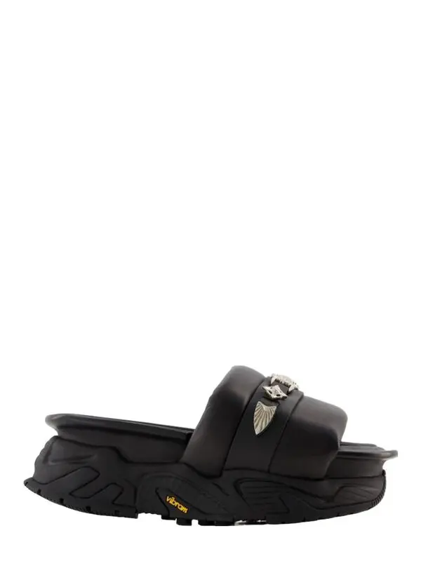 Toga Round Head Flat-soled Sandals - Black