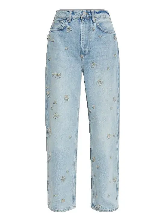 ALLSAINTS Embellished Straight Leg Jeans - Blue