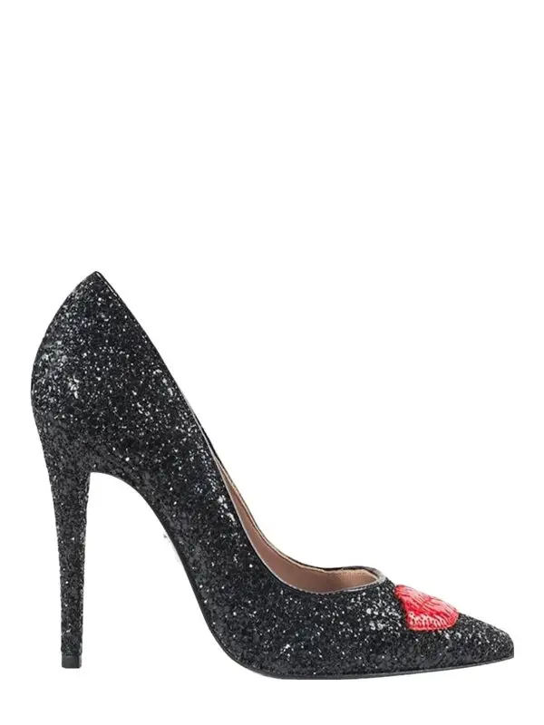 CHIARA FERRAGNI Sequin Pointed Toe High Heel Pumps - Black