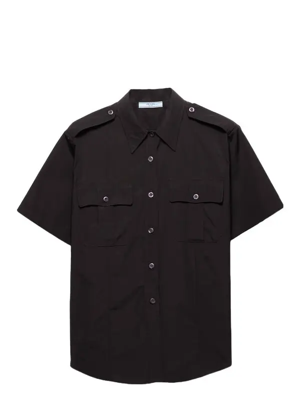 Prada Short-sleeved Poplin Shirt - Black