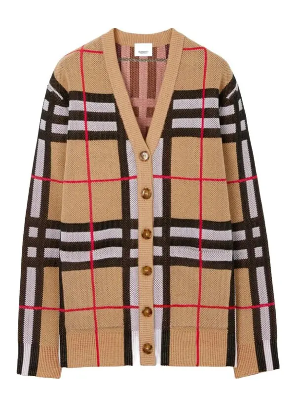 Burberry Checked V-neck Cardigan - Multicolor