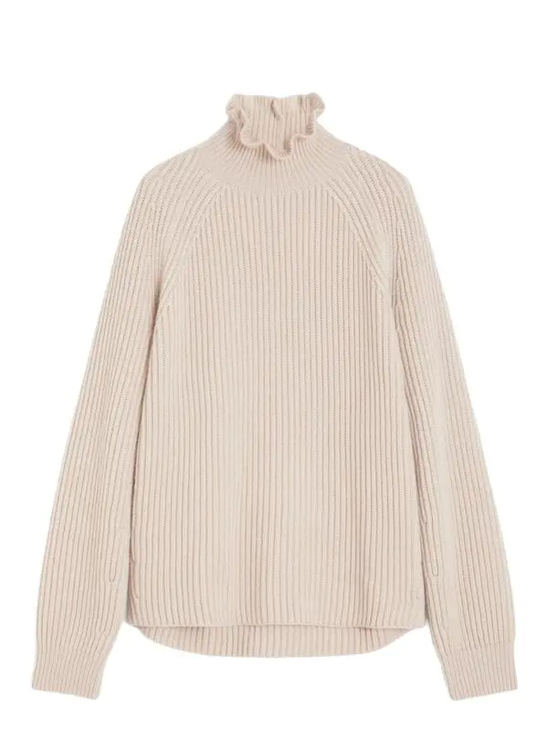 Max Mara Ribbed-knit High-neck Sweater - Sand-colored