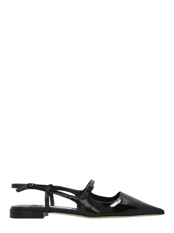 JIMMY CHOO Pointed Toe Open-heeled Flats With Adjustable Buckles - Black