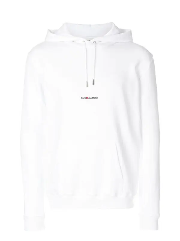 Saint Laurent Logo Print Hoodie - White