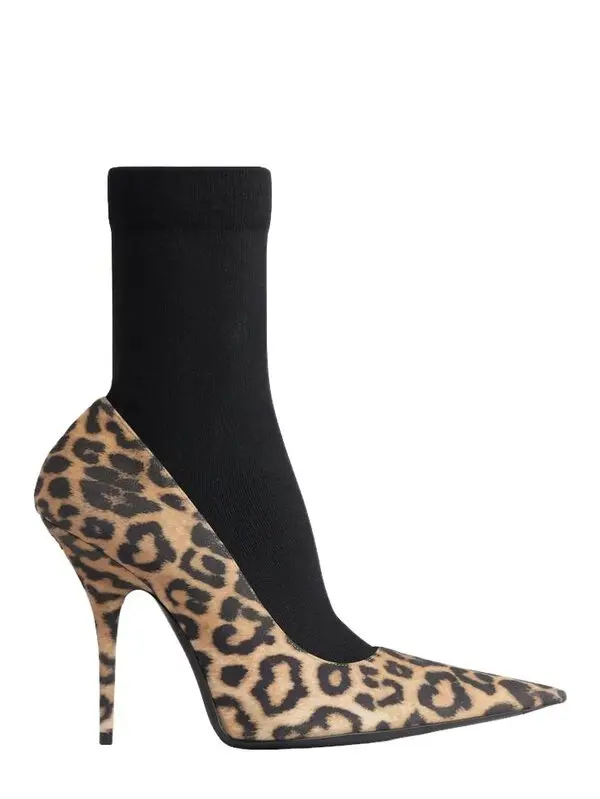 Balenciaga Leopard Print Sock Pumps - Leopard/black