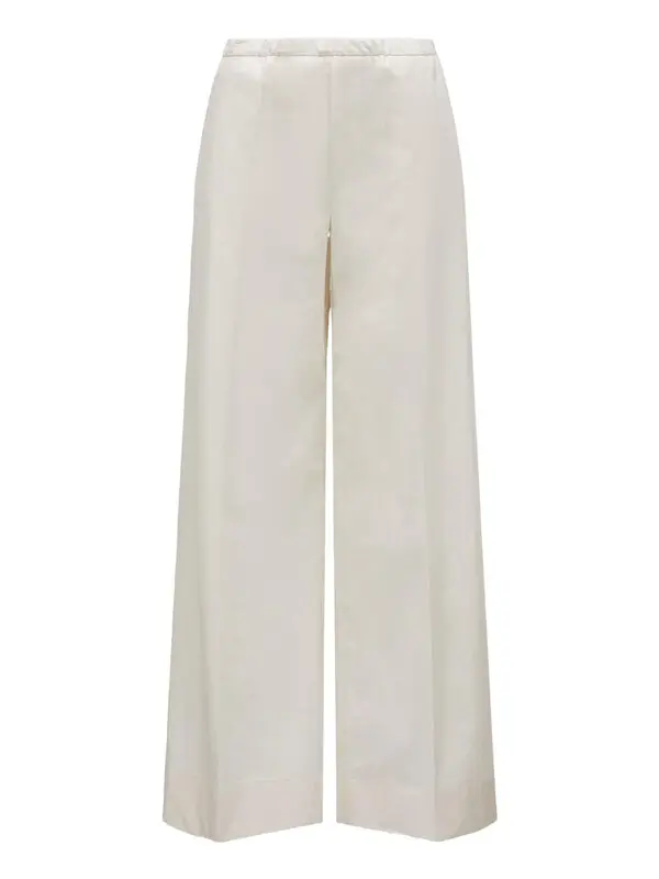 Moncler Wide-leg Poplin Trousers With Drawstring Waist - White